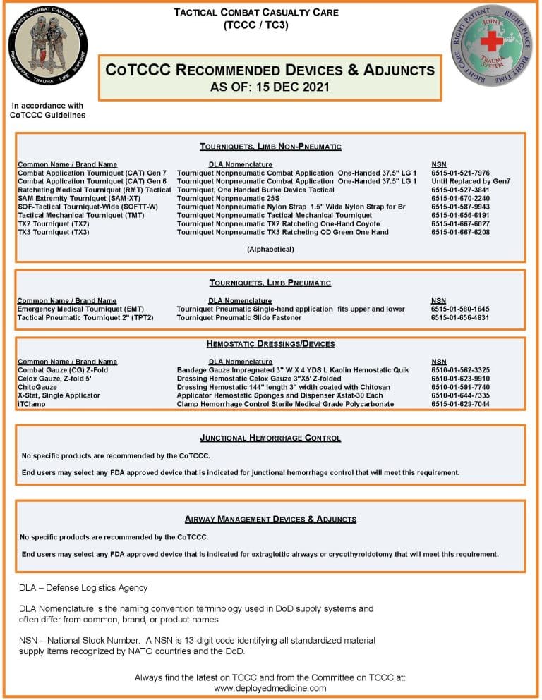 CoTCCC Recommended Devices | J5 Rescue Supply LLC